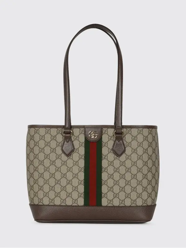Gucci Ophidia Medium Gg Supreme Shoulder Bag With Web Detail - Cream