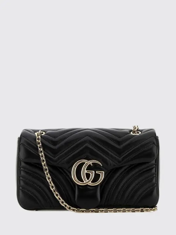 Gucci Gg Marmont Shoulder Bag In Matelasse Leather With Chain Strap - Black