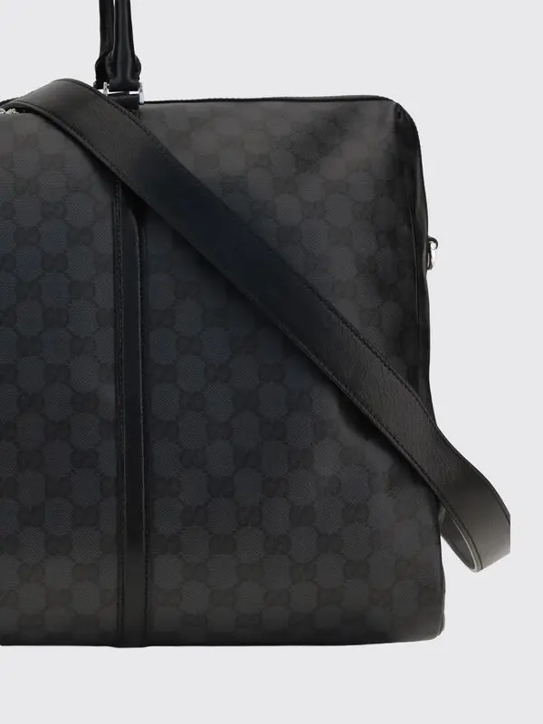 Gucci Gg Monogram Canvas Travel Bag With Leather Handles
