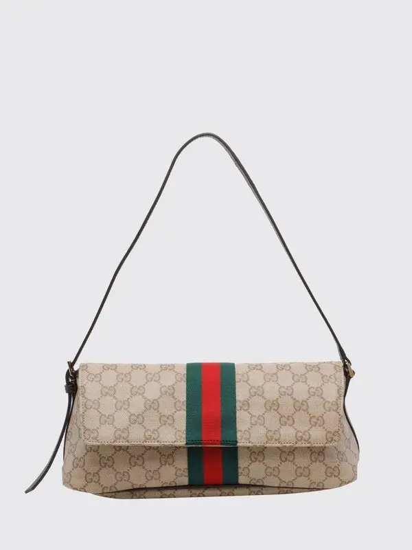 Gucci Madison Monogram Jacquard Shoulder Bag With Web Stripe - Cream