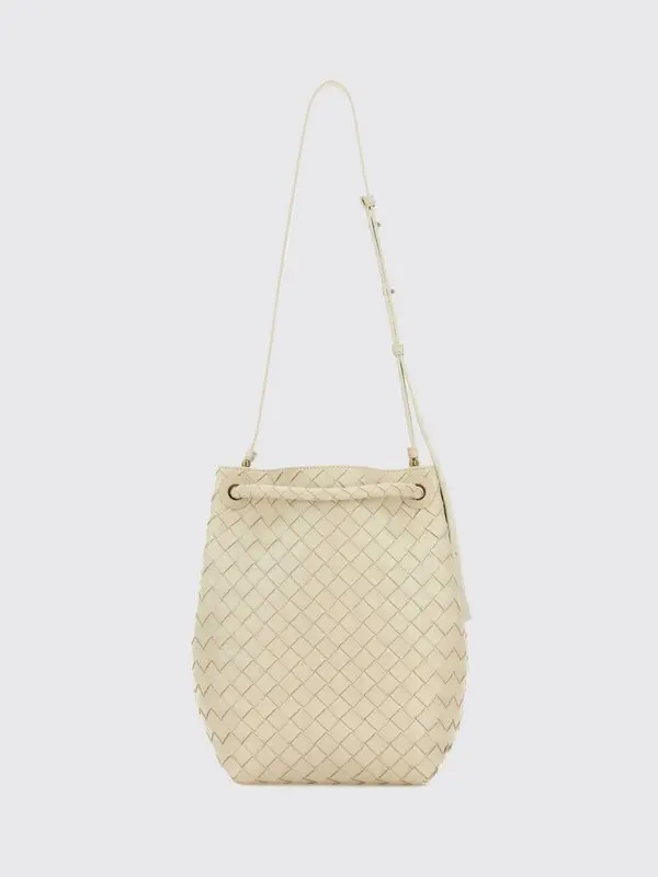 Bottega Veneta Andiamo Woven Lambskin Bucket Bag - Cream