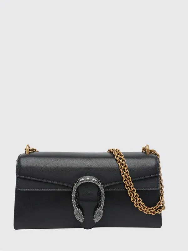 Gucci Dionysus Medium Grained Leather Shoulder Bag With Tiger Head Closure - Black