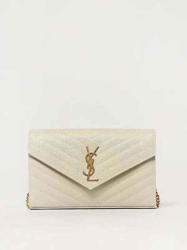 Saint Laurent Cassandre Bag In Chevron Quilted Grain De Poudre - Cream