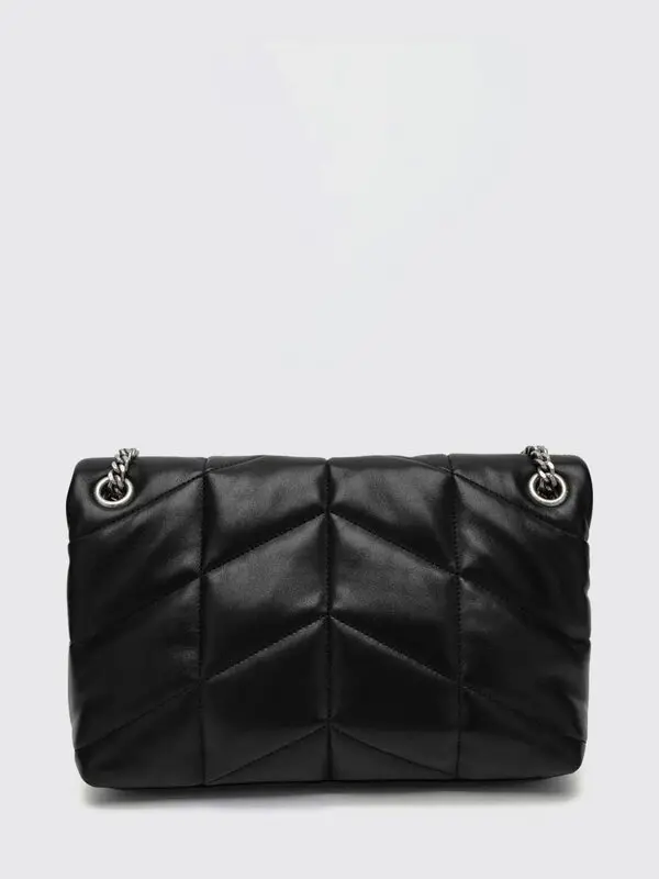 Saint Laurent Puffer Bag In Chevron Quilted Nappa Leather - Black