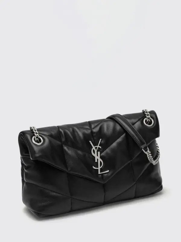 Saint Laurent Puffer Bag In Chevron Quilted Nappa Leather - Black