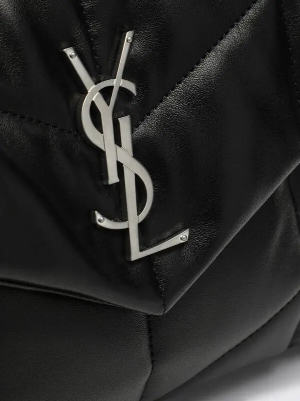 Saint Laurent Puffer Bag In Chevron Quilted Nappa Leather - Black