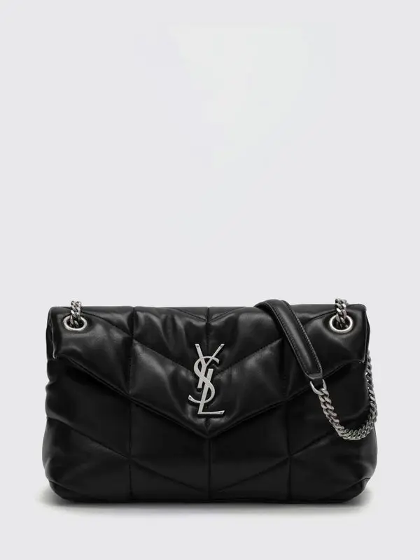 Saint Laurent Puffer Bag In Chevron Quilted Nappa Leather - Black