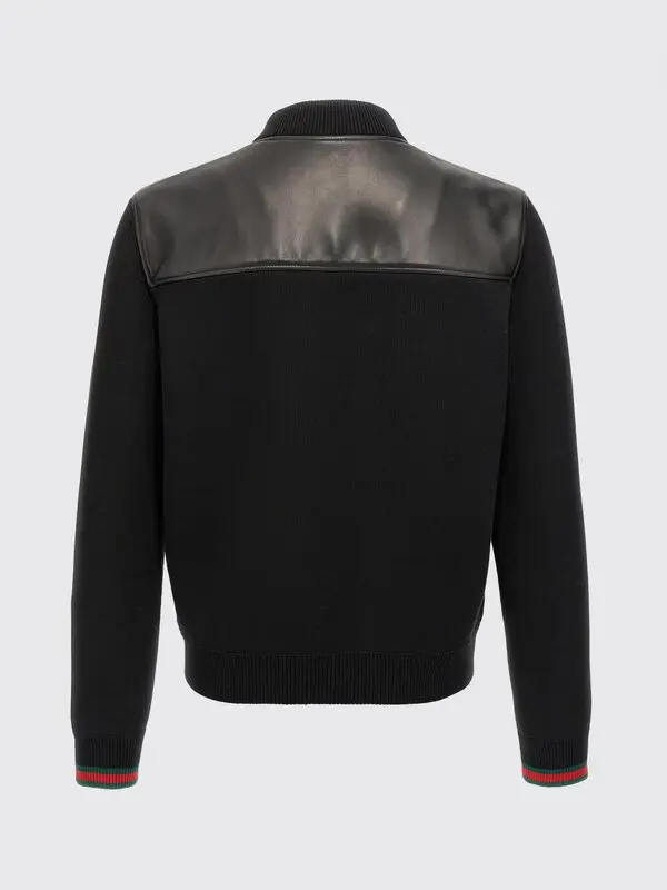 Gucci Bomber In Lamb Nappa And Wool Cotton Knit