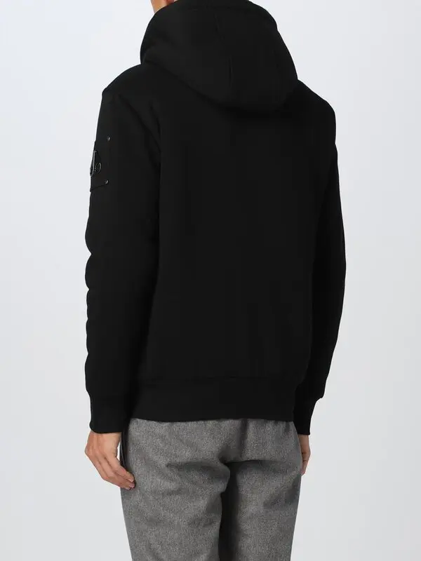 Moose Knuckles Cotton-blend Hooded Zip-up Sweatshirt With Kangaroo Pocket - Black