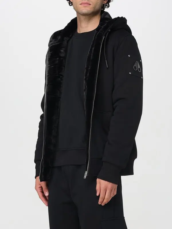 Moose Knuckles Cotton-blend Hooded Zip-up Sweatshirt With Kangaroo Pocket - Black