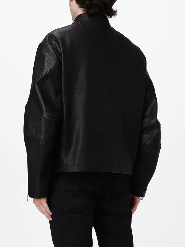 Gucci Two-tone Leather Biker Jacket With Zipped Cuffs And Slit Pockets