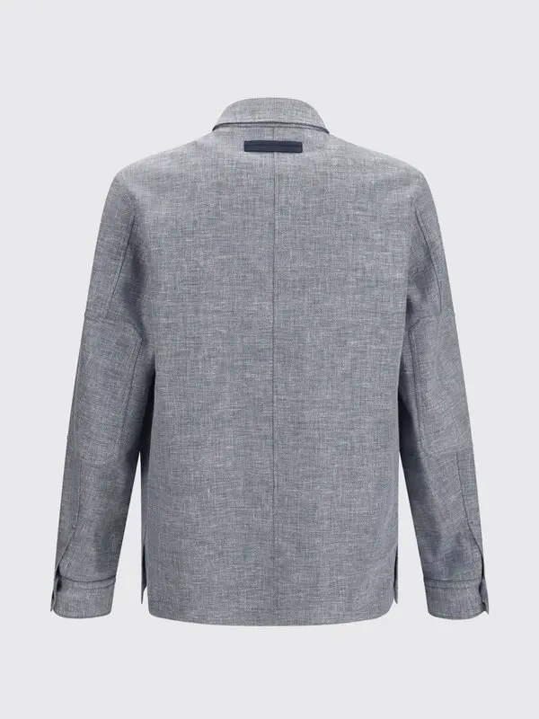 Zegna Wool Blend Shirt Jacket With Patch Pockets
