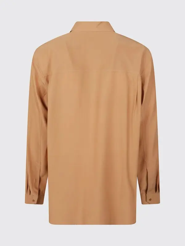 Saint Laurent Pure Silk Shirt With Classic Collar And Curved Hem