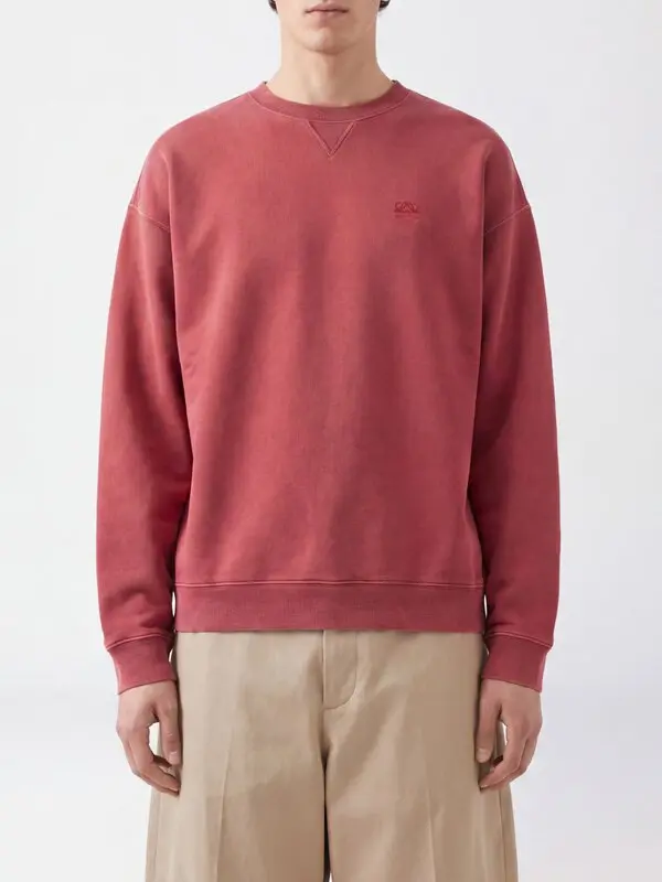 Loewe Crewneck Jumper In Cotton With Tone-on-tone Embroidered Anagram - Red