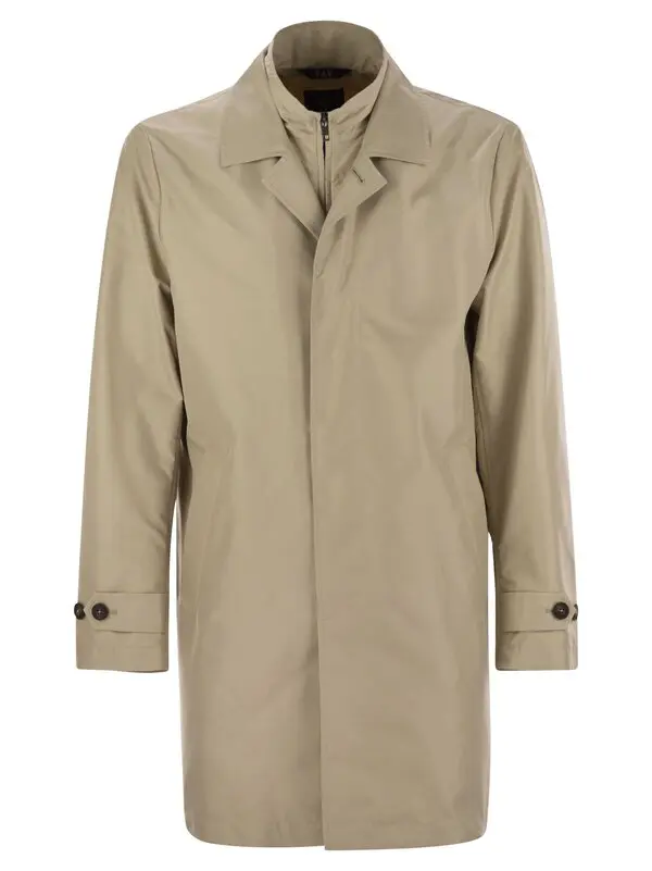 FAY Technical Cotton Morning Coat - Cream