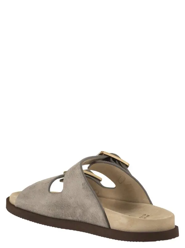 Brunello Cucinelli Urban Slides In Washed Suede