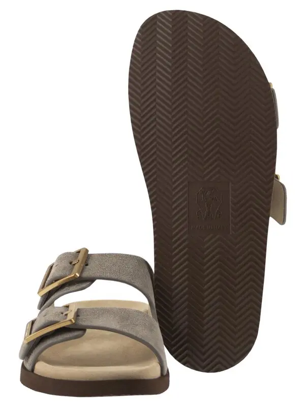 Brunello Cucinelli Urban Slides In Washed Suede