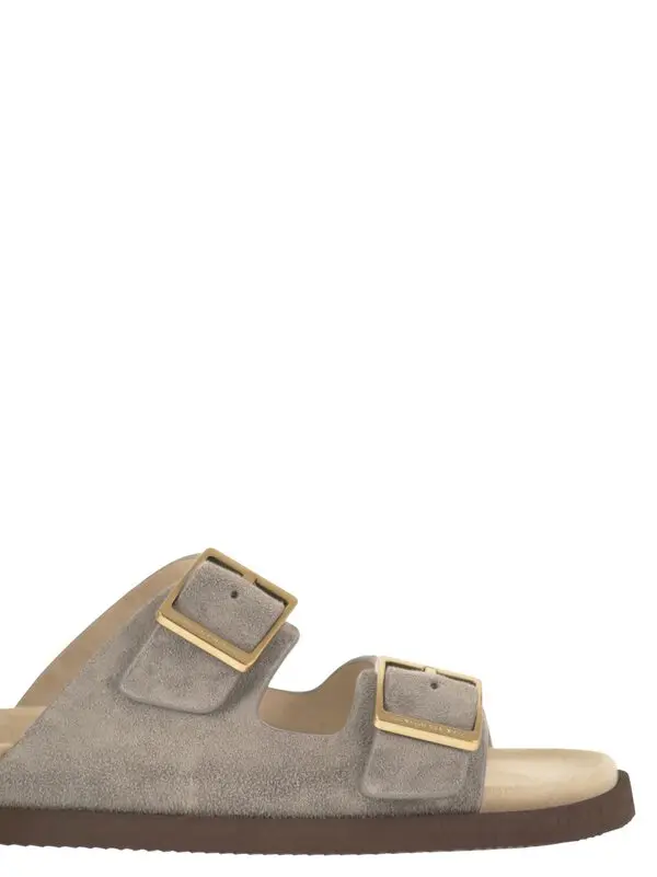 Brunello Cucinelli Urban Slides In Washed Suede