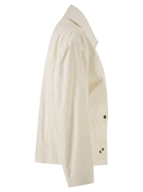 FAY Cropped Technical Cotton Jacket With Signature Hook Fastening