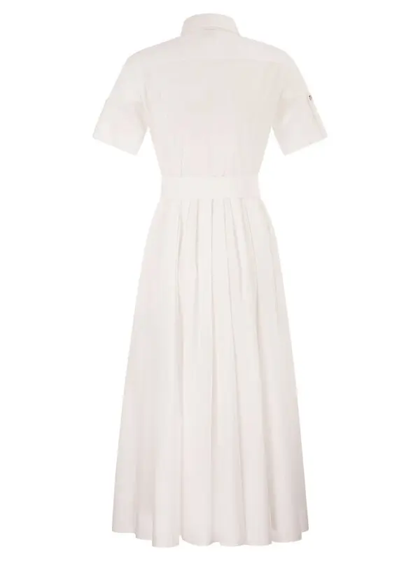 FAY Stretch Cotton Poplin Shirt Dress - White