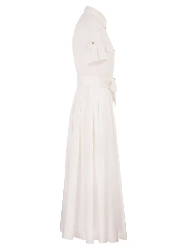 FAY Stretch Cotton Poplin Shirt Dress - White