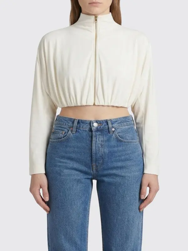 ALAIA Alaia Viscose Blend Crop Bomber Jacket With Zip