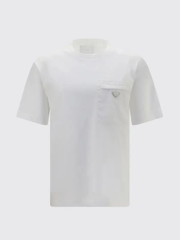 Prada Basic Cotton And Re-nylon T-shirt - White