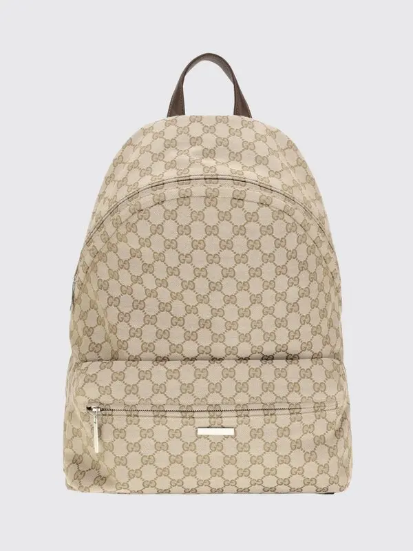 Gucci Gg Monogram Jacquard Fabric Backpack With Padded Straps - Cream