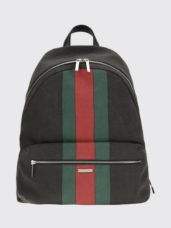 Gucci Cotton Canvas Backpack With Web Stripe Detail - Black