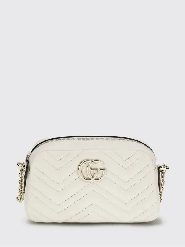 Gucci Gg Marmont Bag In Chevron Nappa Leather - White