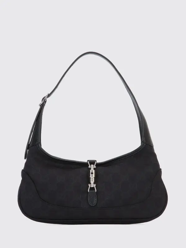 Gucci Jackie Slim Gg Monogram Jacquard Fabric Shoulder Bag - Black