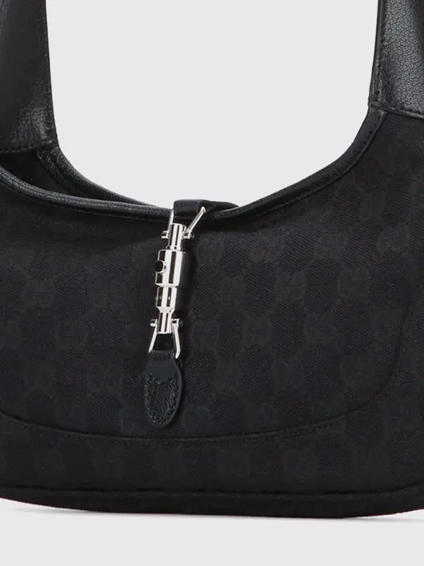 Gucci Jackie Slim Gg Monogram Jacquard Fabric Shoulder Bag - Black