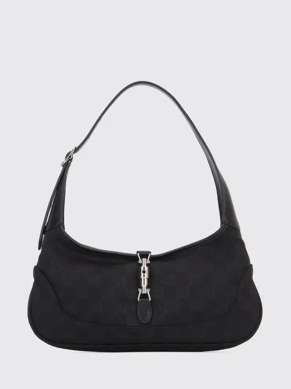Gucci Jackie Slim Gg Monogram Jacquard Fabric Shoulder Bag - Black