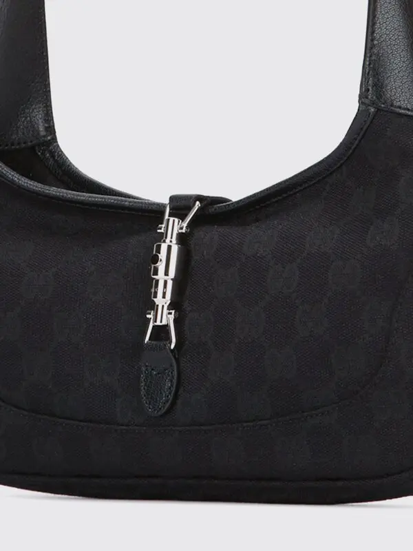Gucci Jackie Slim Gg Monogram Jacquard Fabric Shoulder Bag - Black