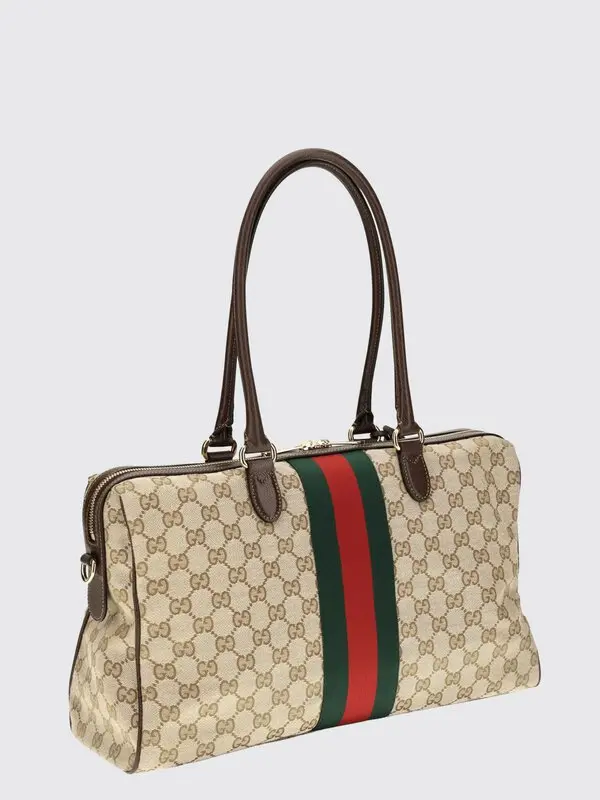 Gucci Large Gg Jacquard Fabric Shoulder Bag With Horsebit Detail