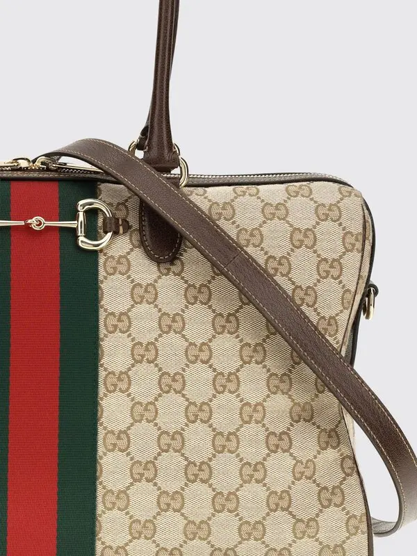 Gucci Large Gg Jacquard Fabric Shoulder Bag With Horsebit Detail