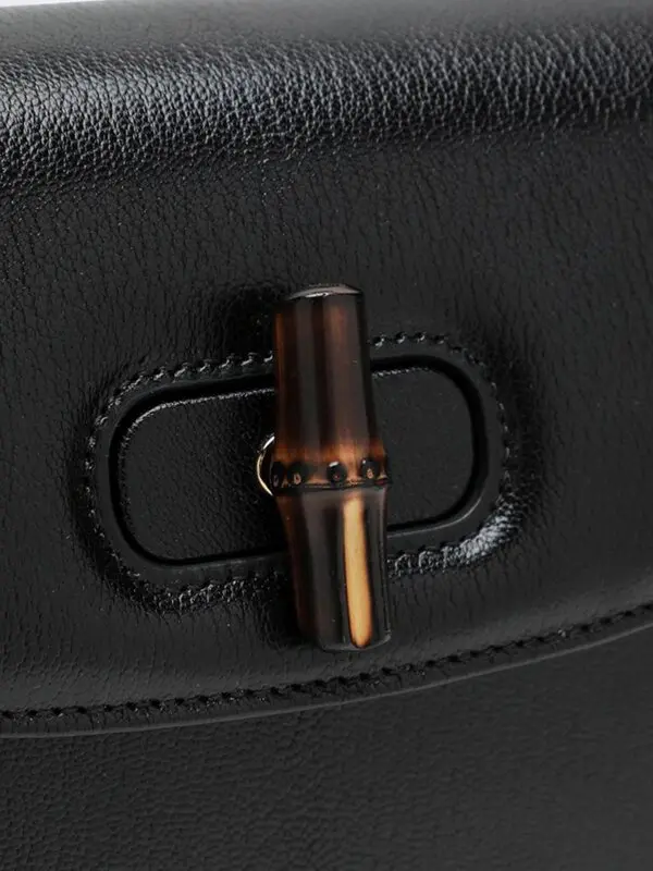 Gucci Bamboo Small Goat Leather Shoulder Bag With Turn-lock Closure