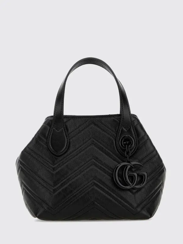 Gucci Gg Marmont Mini Top Handle Bag In Matelasse Chevron Nappa - Black