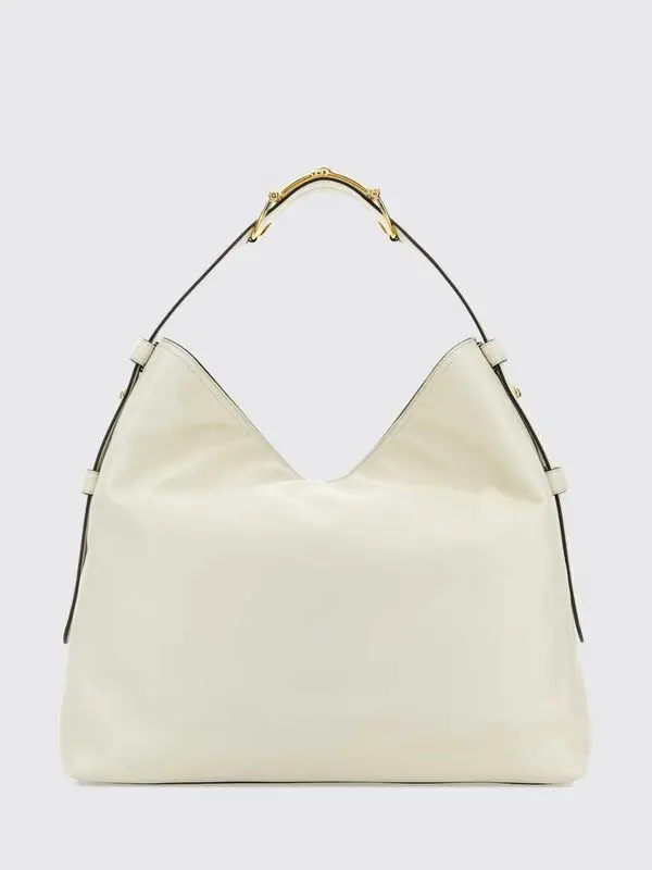 Gucci Beatrix Large Leather Shoulder Bag With Horsebit Detail - White