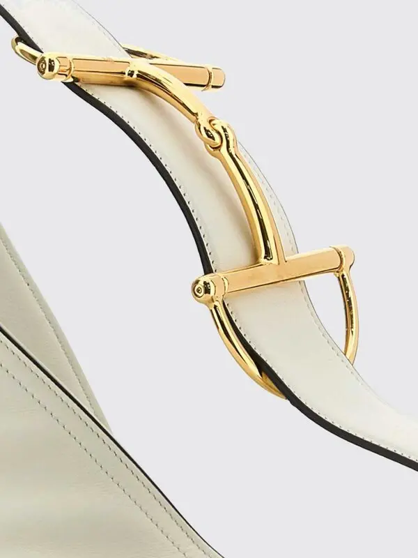Gucci Beatrix Large Leather Shoulder Bag With Horsebit Detail - White