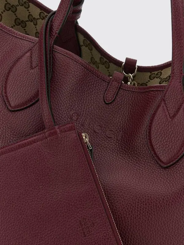 Gucci Reversible Shoulder Bag In Grained Leather And Logo Fabric