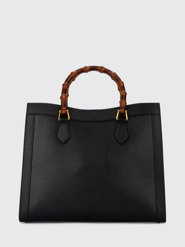 Gucci Diana Grained Leather Tote Bag With Bamboo Handles - Black