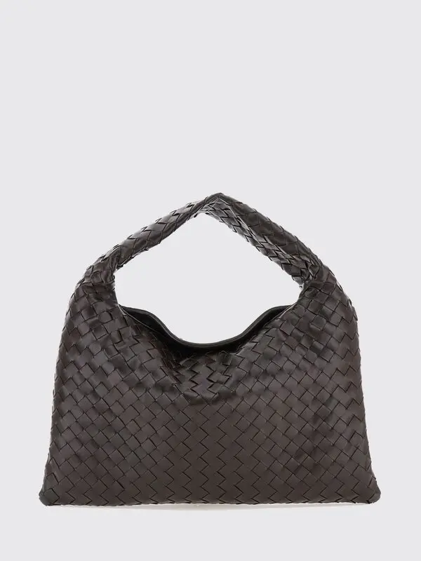 Bottega Veneta Hop Intrecciato Calfskin Shoulder Bag With Woven Handle - Brown