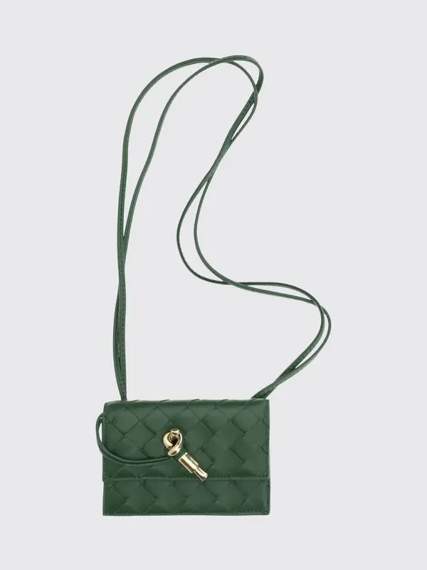 Bottega Veneta Crossbody Document Holder In Woven Nappa Lambskin - Green