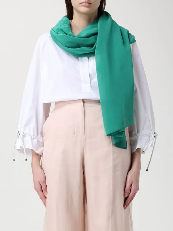 Max Mara Silk Georgette Stole - Green