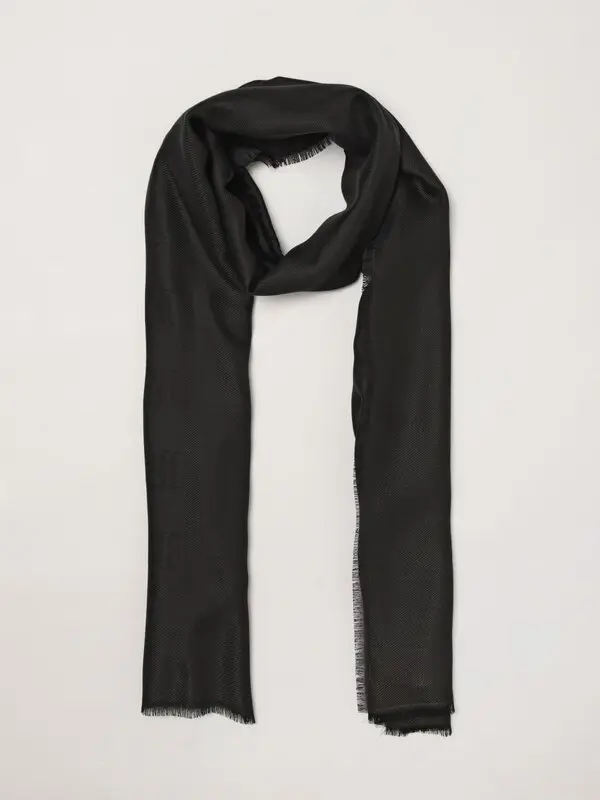 Max Mara Jacquard Monogram Wool And Silk Stole With Fringes