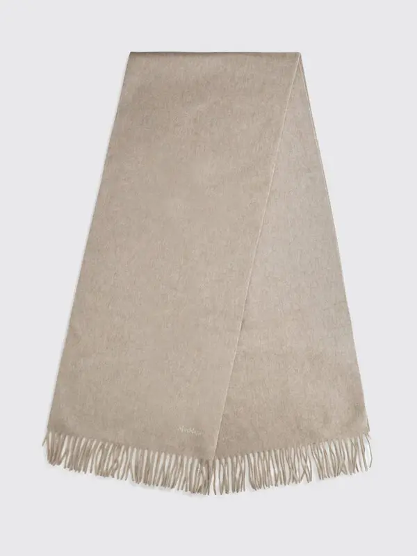 Max Mara Beige Pure Cashmere Scarf With Fringe Trim - Cream