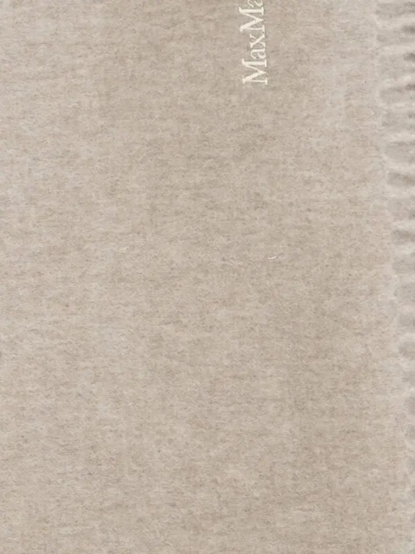 Max Mara Beige Pure Cashmere Scarf With Fringe Trim - Cream