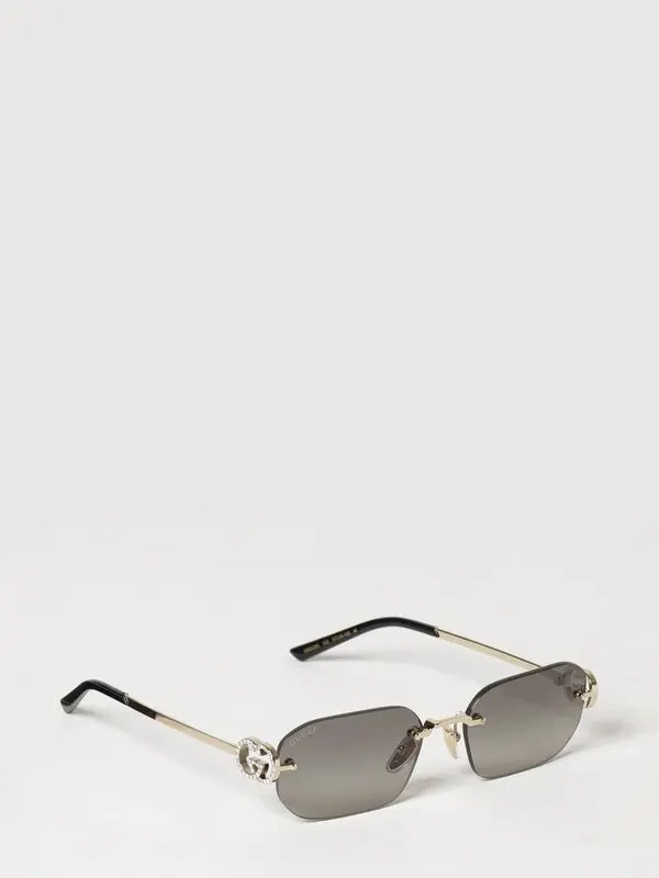 Gucci Gg Monogram Rectangular Metal Sunglasses - Gold