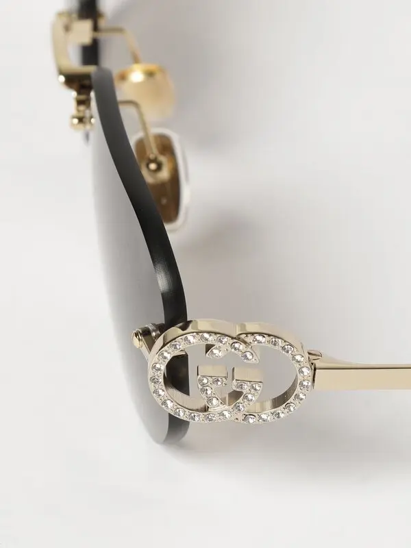 Gucci Gg Monogram Rectangular Metal Sunglasses
